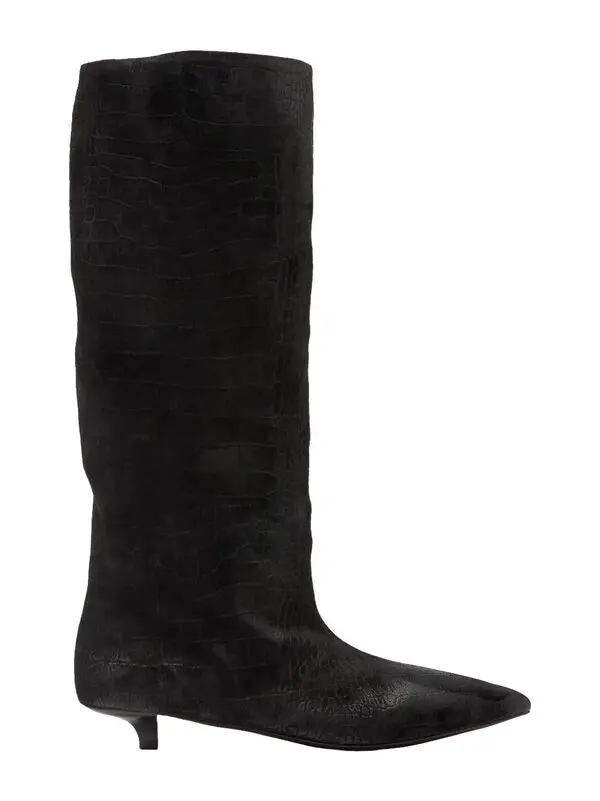 Marsèll Pointed-toe Embossed-leather Boots - Black