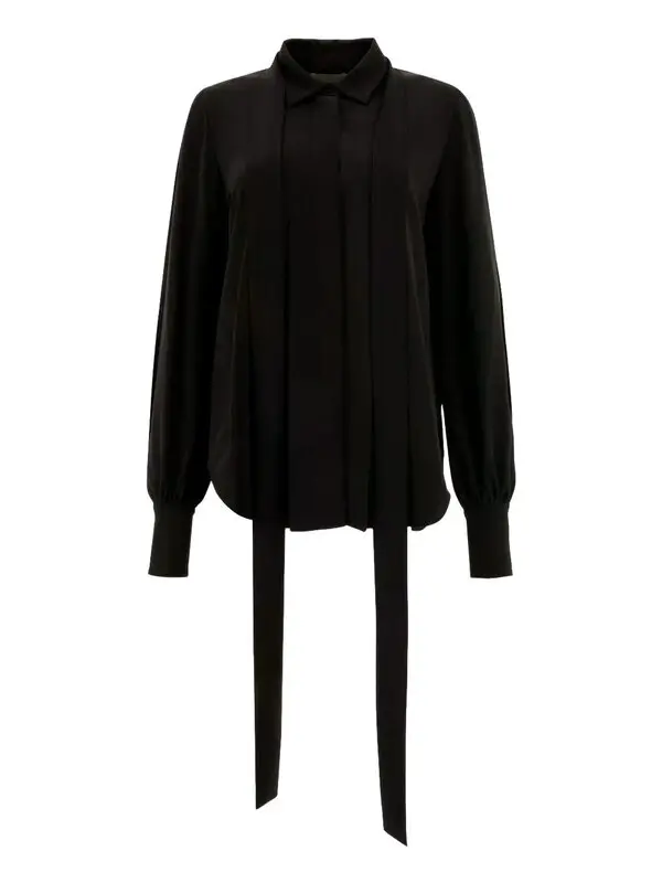 Elie Saab Pleated Neck-tie Shirt - Black