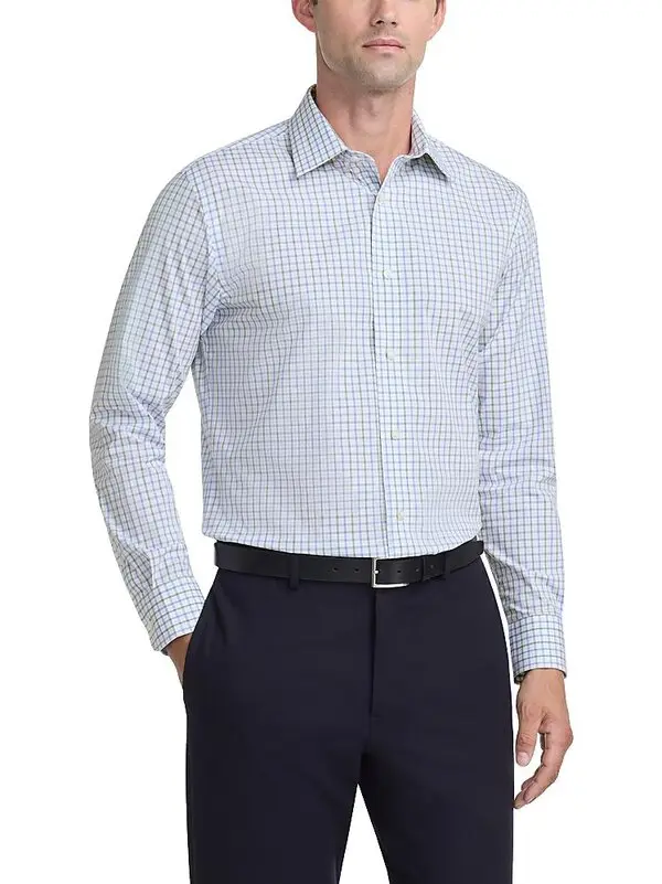 Bloomingdale'S Regular Fit Stretch Dress Shirt Exclusive - Blue Olive