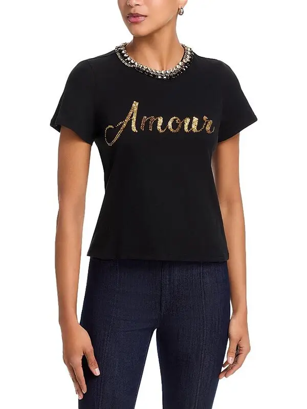 Cinq À Sept Amour Embellished Top - Black/gold