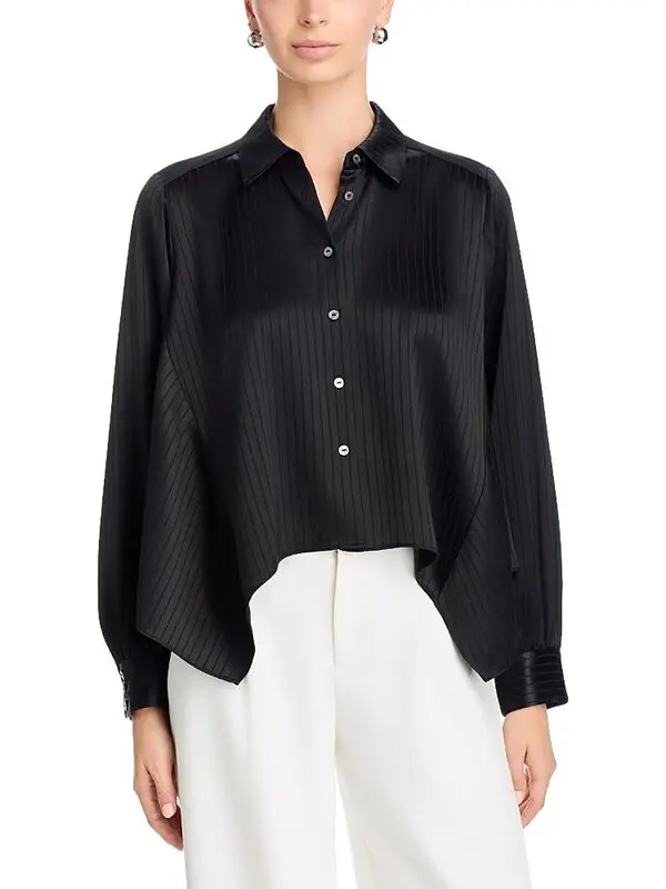 Cinq À Sept Georgia Satin Stripe Top - Black