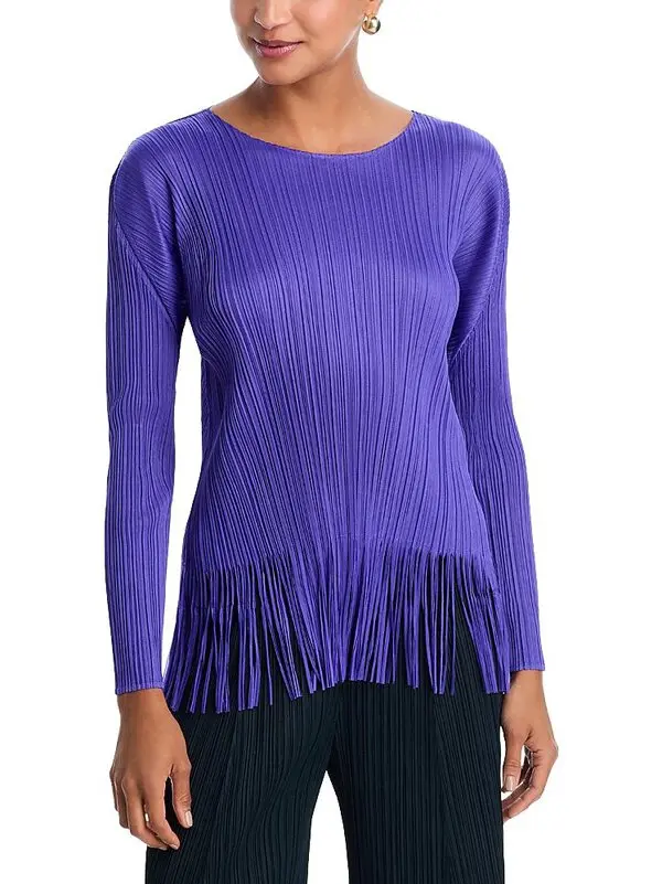 Issey Miyake Wave Fringed Long Sleeve Top - Purple Blue