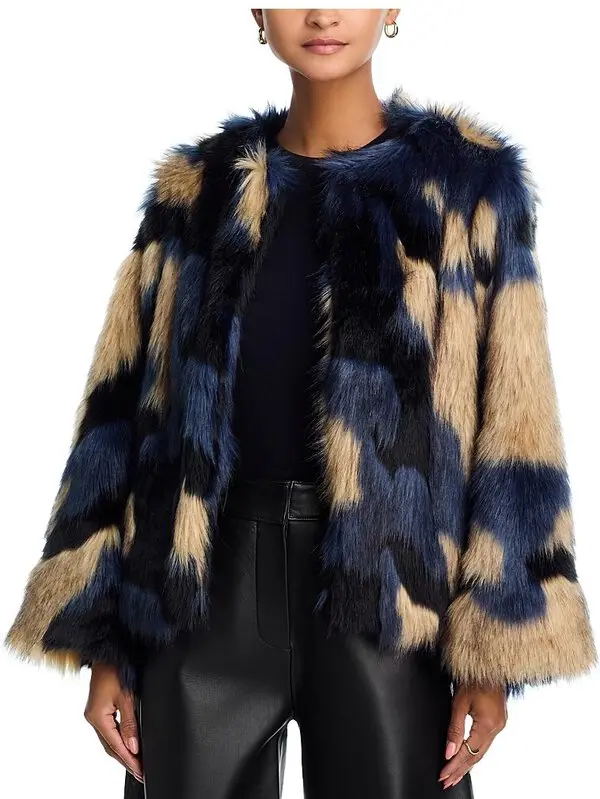 Farm Rio Faux Fur Coat - Blue