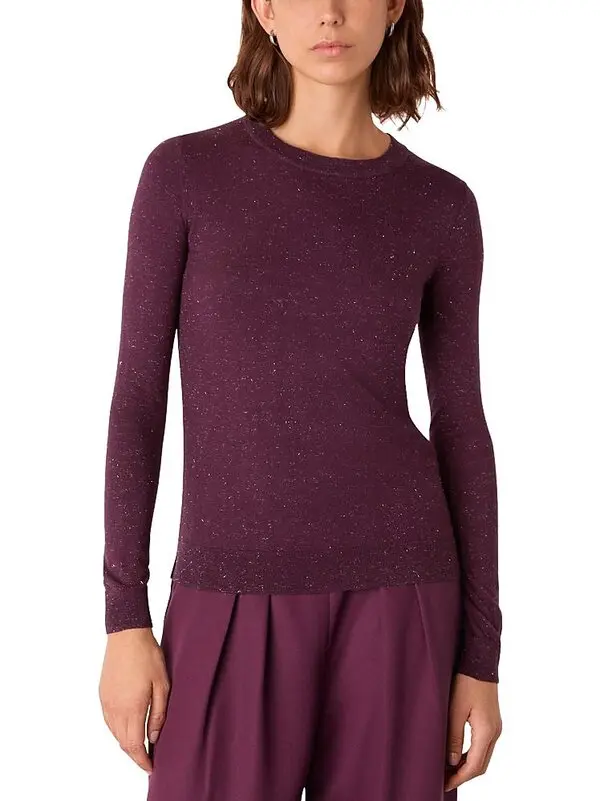 Whistles Annie Sparkle Crewneck Top - Burgundy