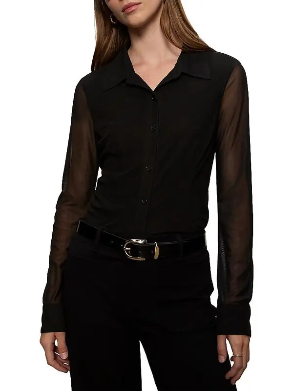 Sanctuary Fitted Mesh Shirt - Black