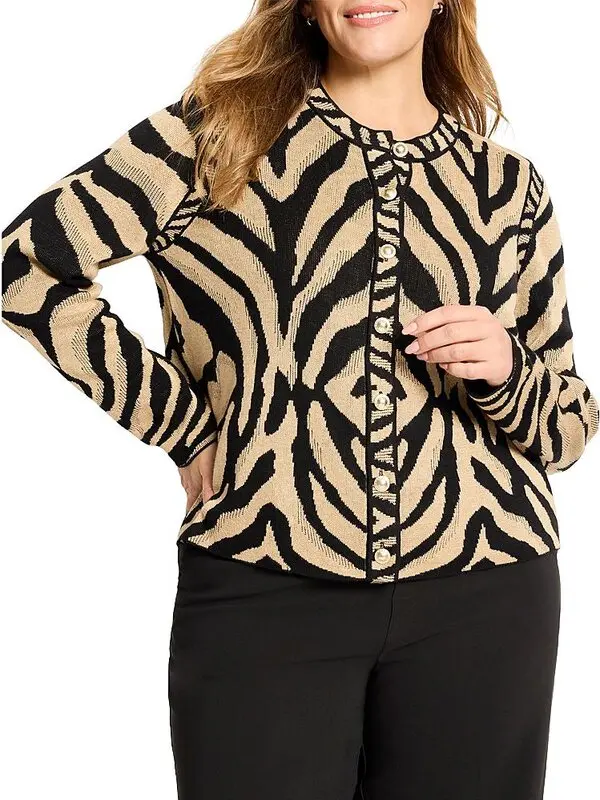 NIC+ZOE Animal Jacquard Cardigan - Neutral Multi