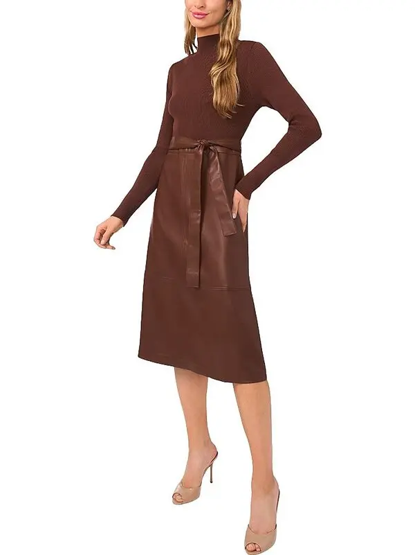 Ted Baker London Oneida Mixed Media Dress - Cocoa
