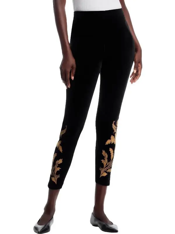 Johnny Was Cropped Velvet Leggings - Black