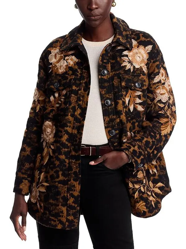 Johnny Was Embroidered Shirt Jacket - Floron Jacquard