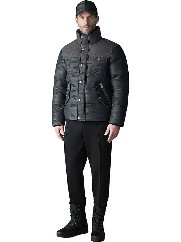 Mackage Everett Technical Camo Quilted Down Jacket - Army Carbon Multi