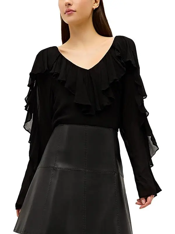 MARIE OLIVER Trudy Ruffled Top - Black