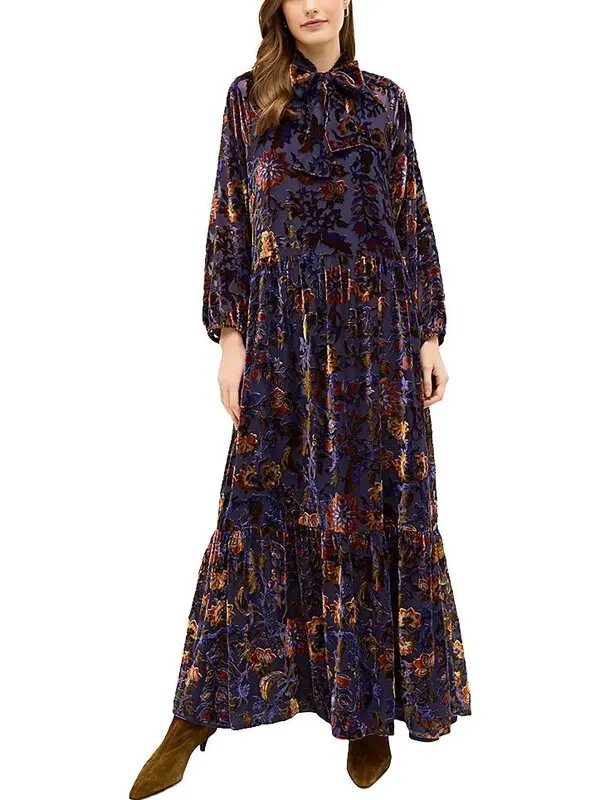 MARIE OLIVER Kris Embroidered Velvet Maxi Dress - Jacobean