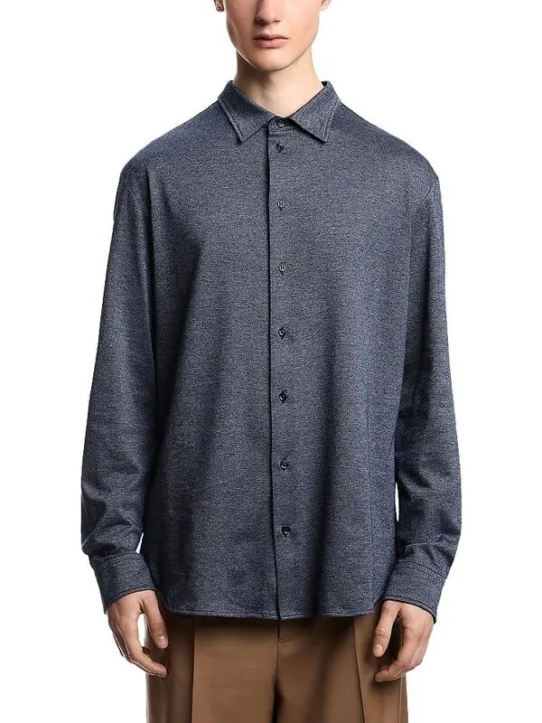 Emporio Armani Jaspe Jersey Cotton Sport Shirt - Blue Denim