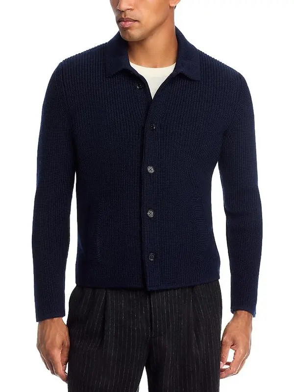 MAURIZIO BALDASSARI Brenta Textured Wool Cardigan - Navy
