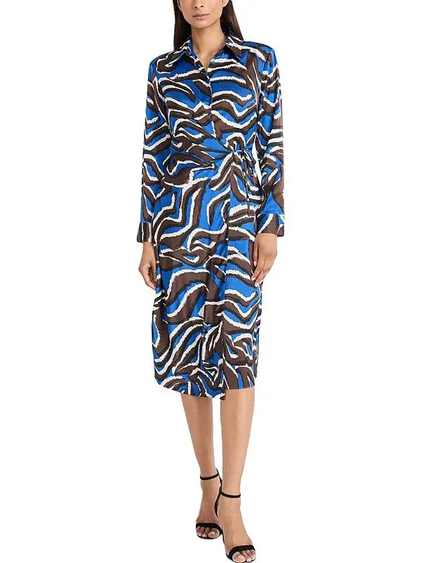 Maggy London Midi Wrap Dress - Soldier Blue/dark Brown
