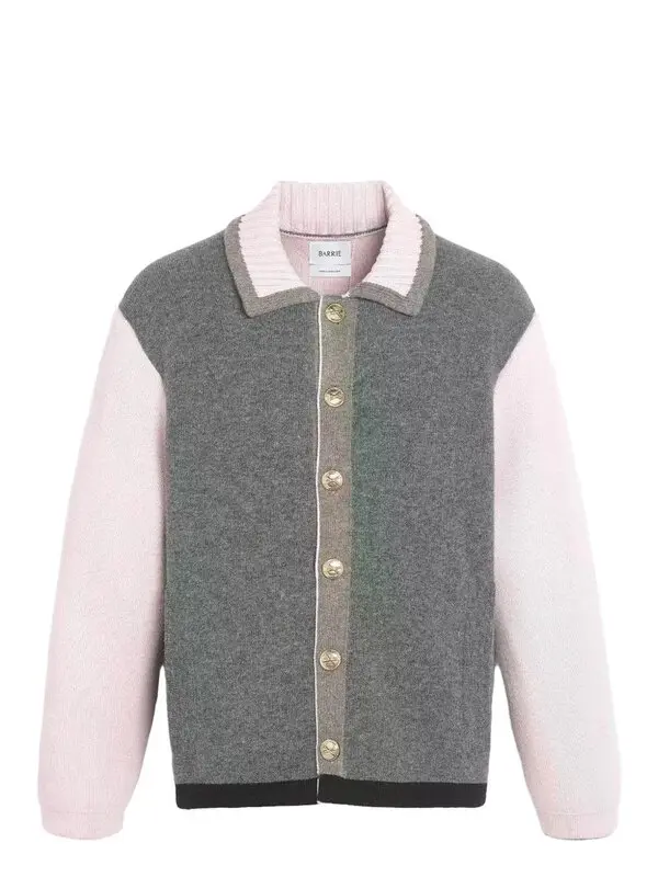 BARRIE Colour-block Buttoned Cardigan - Grey