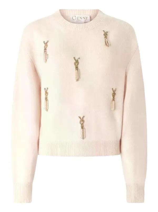 GENNY Tassel-embellished Knitted Top - Neutrals