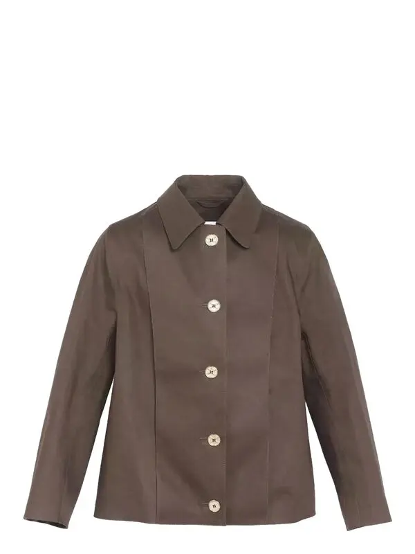 BARRIE Button-fastening Collared Raincoat - Brown