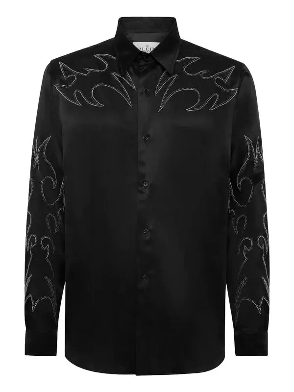 Philipp Plein Texas Flame-detail Shirt - Black