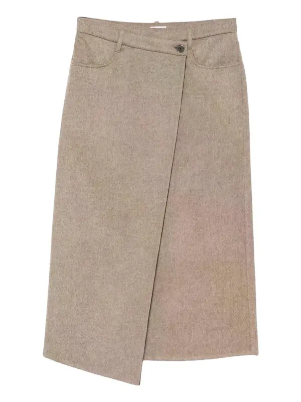 Brunello Cucinelli Wrap Buttoned Skirt - Neutrals