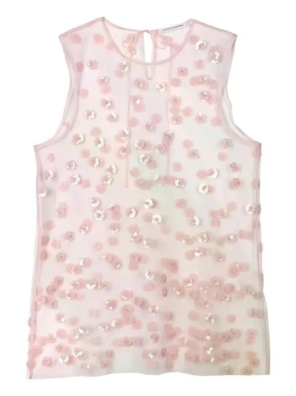 Cecilie Bahnsen Utania Sequin Blossom Tulle Top - Pink