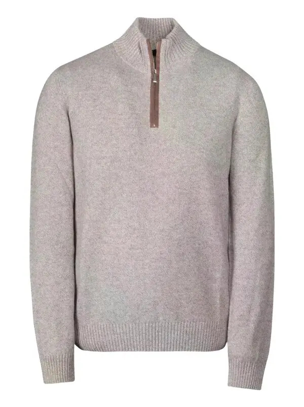 MOORER Osmund-cws Zip-neck Sweater - Neutrals