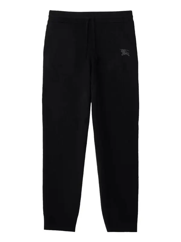 Burberry Equestrian Knight Design Wool Track Pants - Black