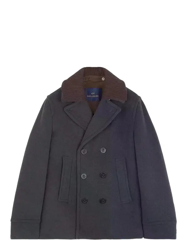 Paul & Shark Ribbed-collar Pea Coat - Brown