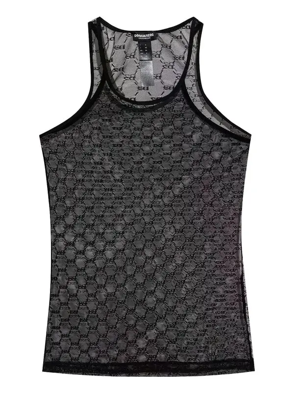 Dsquared2 Semi-sheer Logo Tank Top - Black