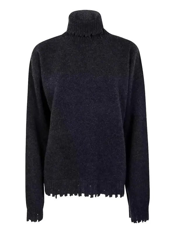 UMA WANG Ruffled Roll-neck Sweater - Grey