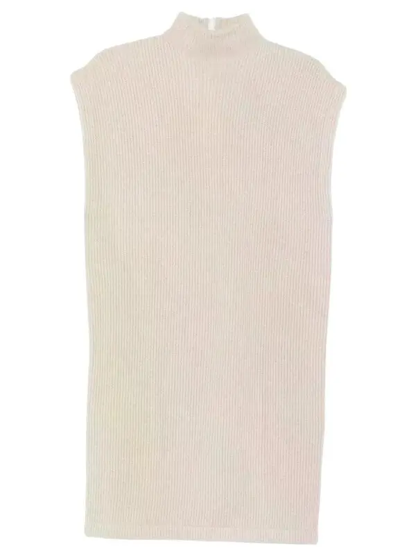 Brunello Cucinelli Ribbed High-neck Dress - Neutrals