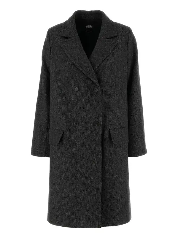 A.p.c. Embroidered Wool-blend Coat - Grey