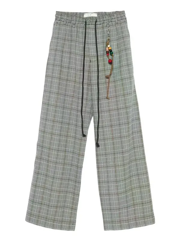 SONG FOR THE MUTE Checked Drawstring-waist Pants - Grey
