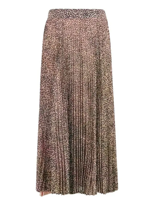 Farm Rio Leopard Print Pleated Skirt - Neutrals