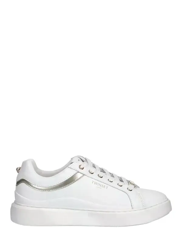 TWINSET Logo-embossed Leather Sneakers - White