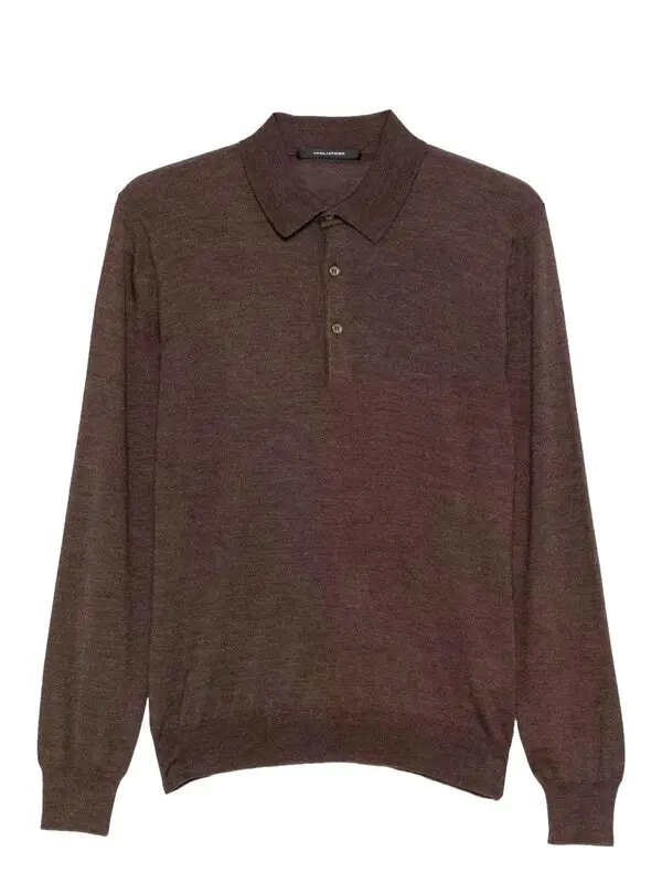 Tagliatore Buttoned Long-sleeve Polo Shirt - Brown
