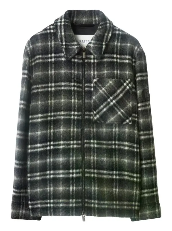 Burberry Check Wool Overshirt - Grey