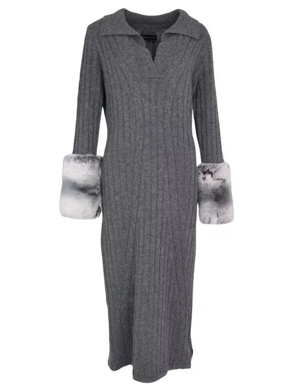 IZAAK AZANEI Cable-knit Midi Dress - Grey