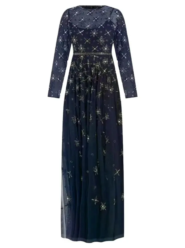 Mac Duggal Crystal-embellished Long-sleeve Gown - Blue
