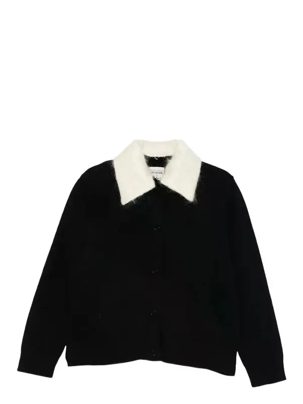 SEMICOUTURE Contrast-collar Cardigan - Black