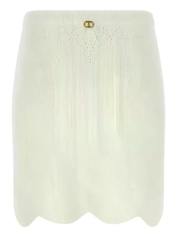 TWINSET Pointelle-detail Mini Skirt - Neutrals