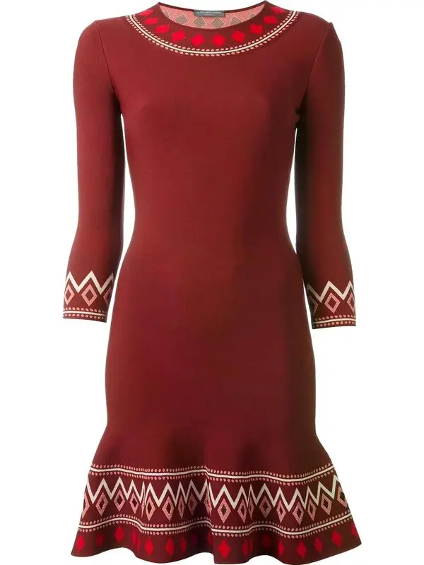 Alexander McQueen Patterned A-line Dress - Red