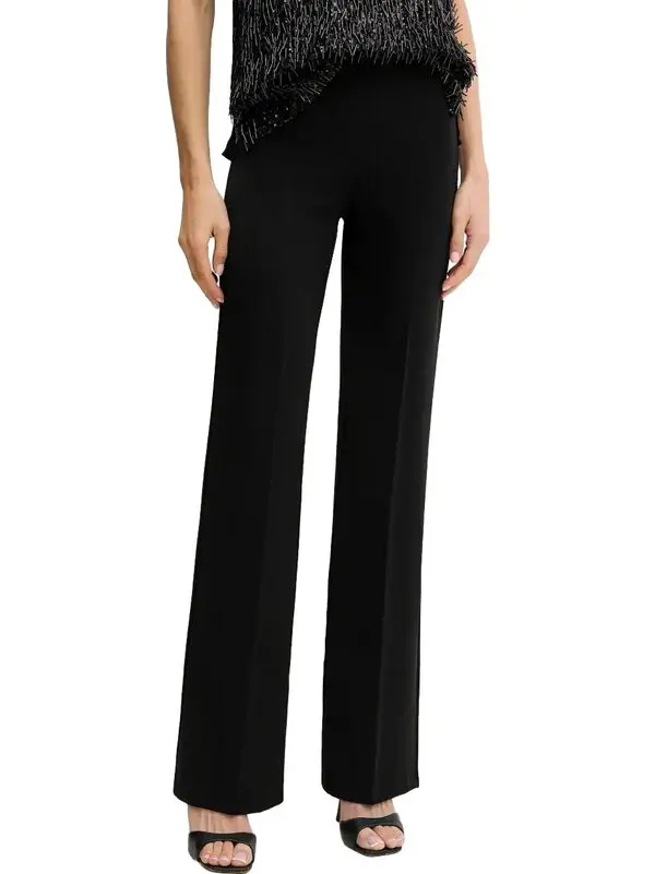 TWINSET Wide Leg Trousers With Logo Plaque - Black