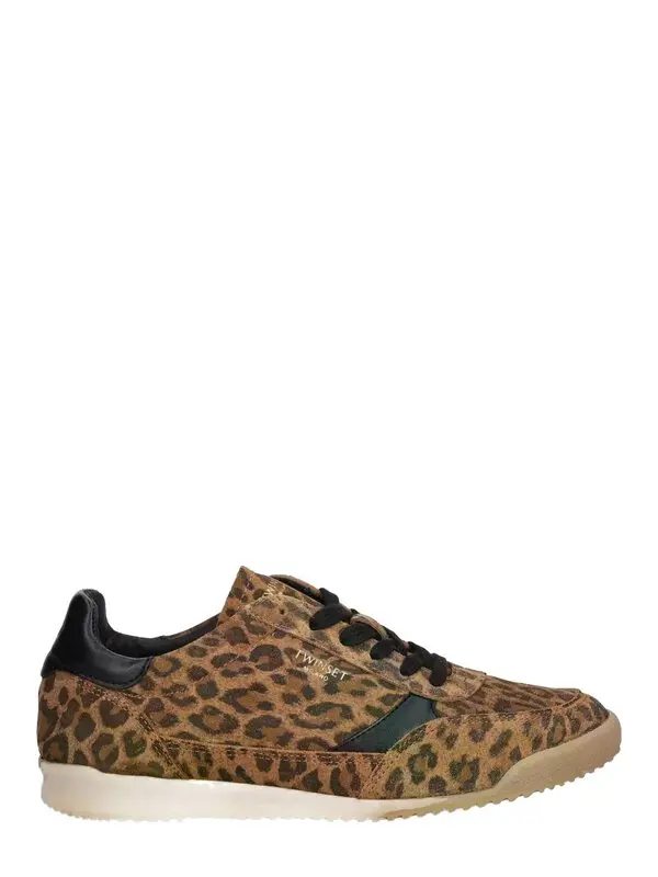 TWINSET Leopard-print Panelled Sneakers - Brown
