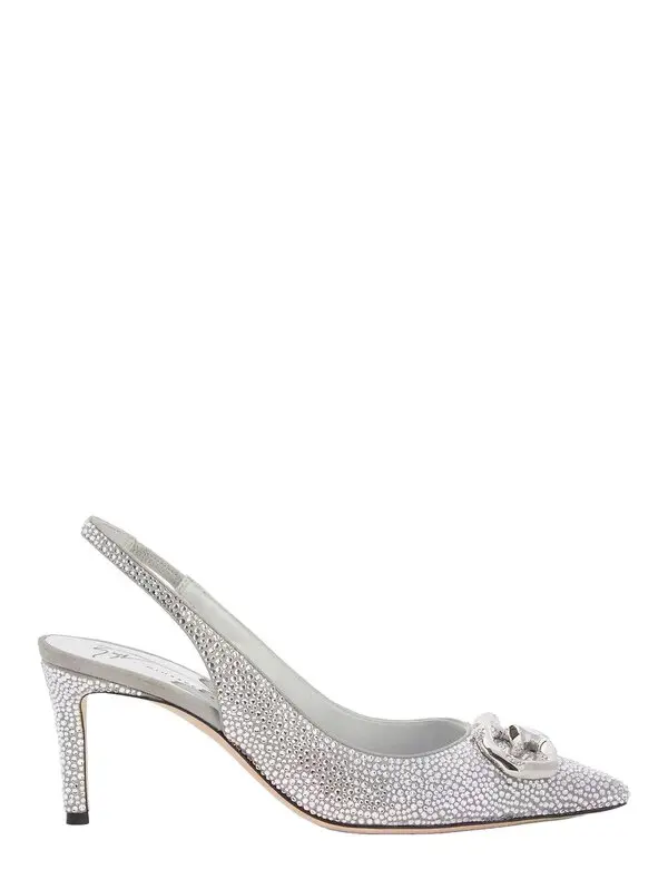 GIUSEPPE ZANOTTI Cyprienne 70mm Crystal Slingback Pumps - Silver