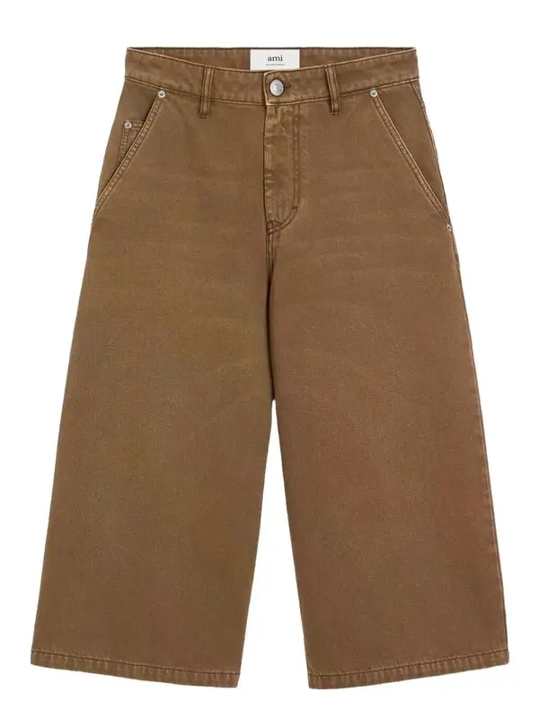 Ami Cotton Bermuda Shorts - Brown