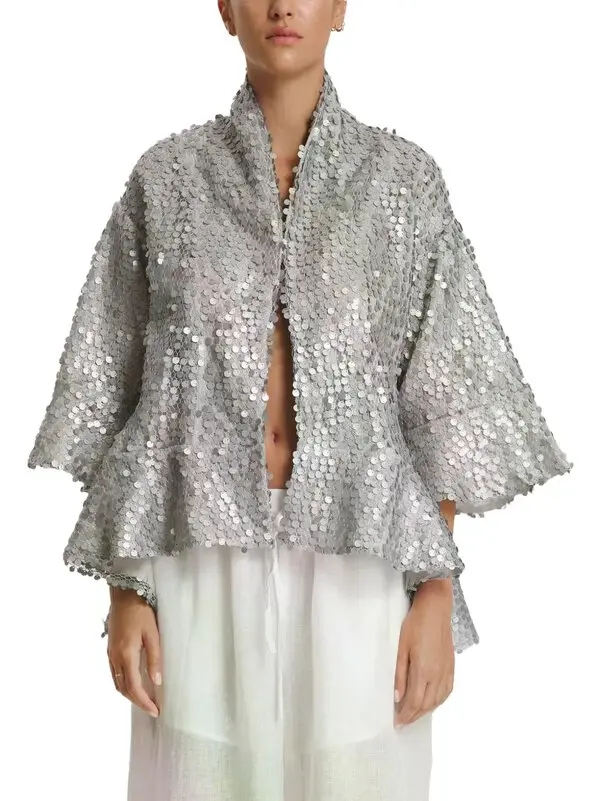 PNK Sequin Ruffled Top - Grey