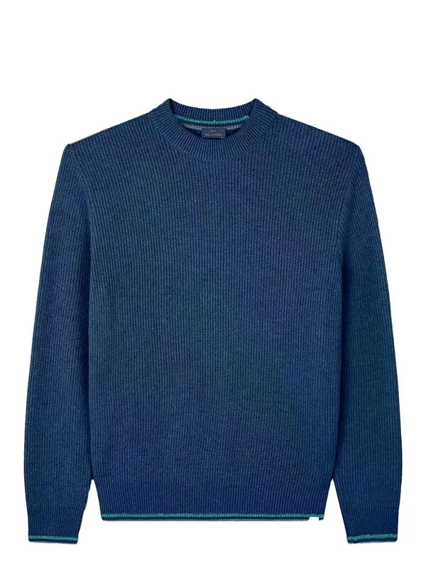 Paul & Shark Crew-neck Ribbed Knit Sweater - Blue