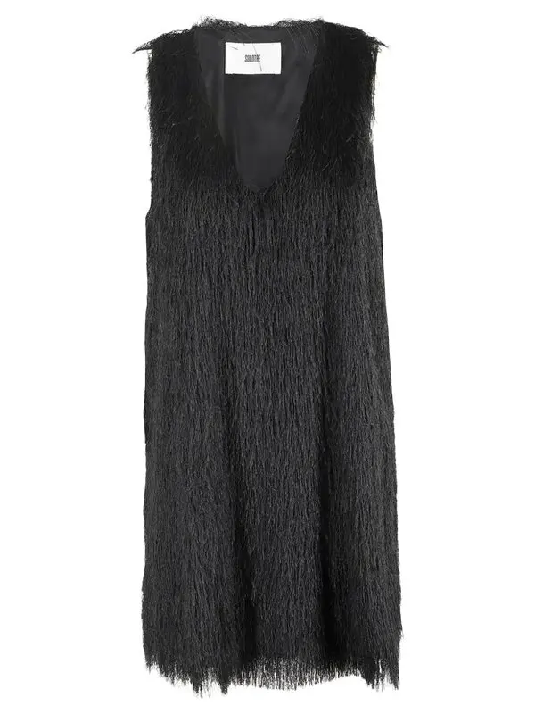 SOLOTRE Fringed Dress - Black