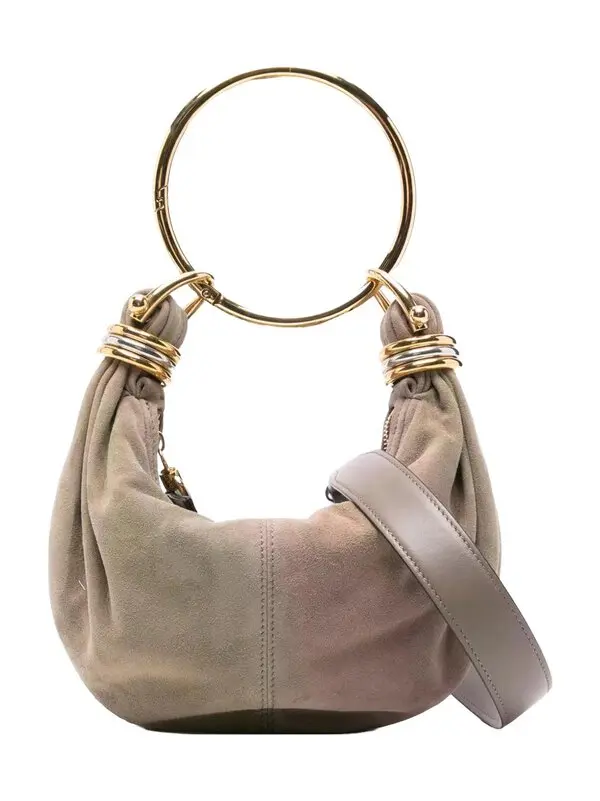 Chloé Suede Tote Bag With Ring Handle - Grey
